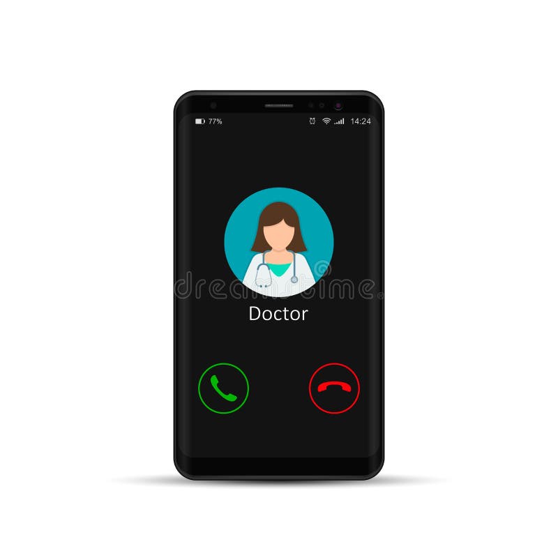 Smartphone with Doctor on Call and an Online Consultation. Vector Flat ...
