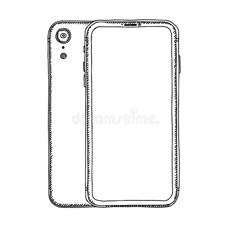 Smartphone Doodle Icons. Hand-drawn Sketch Electronic Gadgets with ...