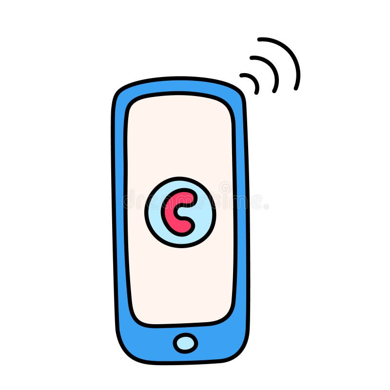 Smartphone Doodle Icon. Hand-drawn Sketch Electronic Gadget with ...