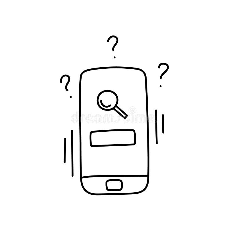 Smartphone Doodle Icon. Hand-drawn Sketch Electronic Gadget with ...