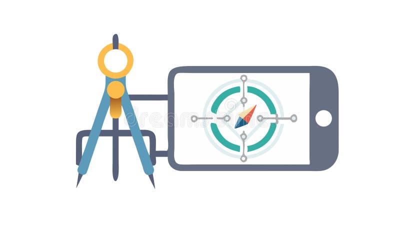 Smartphone Drafting Compass, Digital Design, Precision Drawing, Vector ...