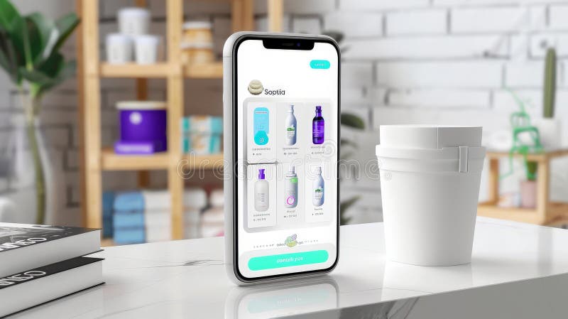 Smartphone with E-Commerce App Displaying Beauty Products Stock ...