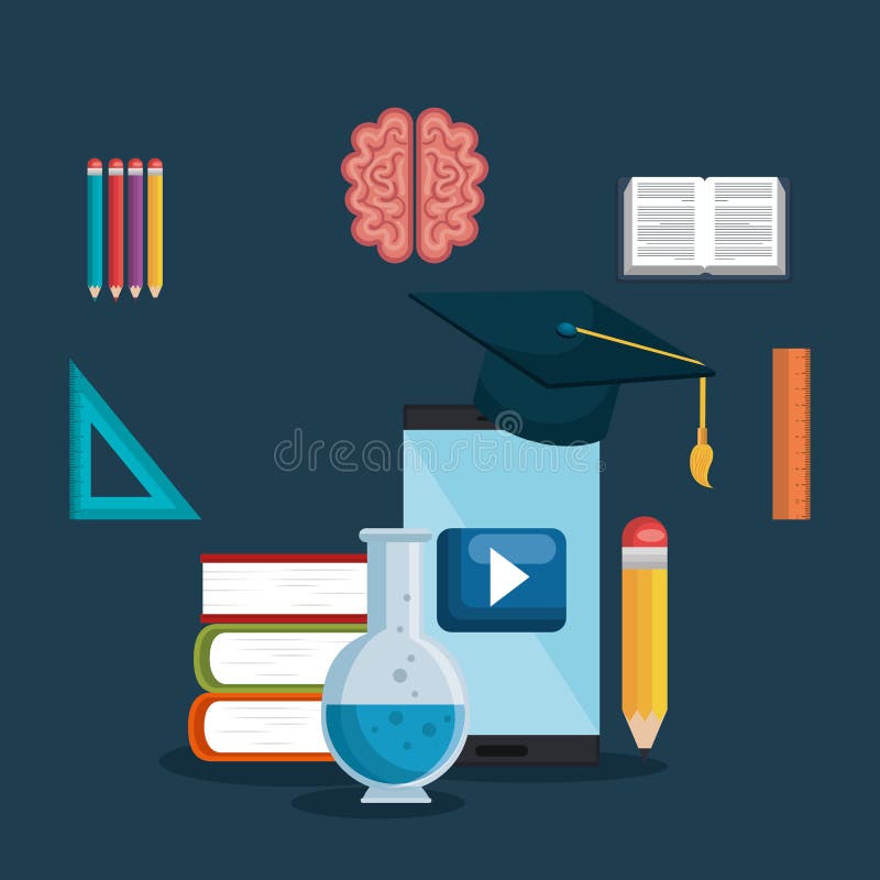 Smartphone with Easy Learning Icons Stock Vector - Illustration of ...