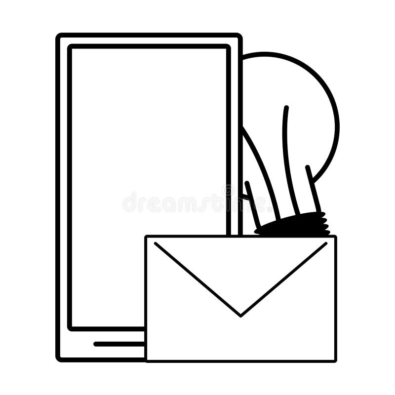 Smartphone and Email with Bulb Light Stock Vector - Illustration of ...