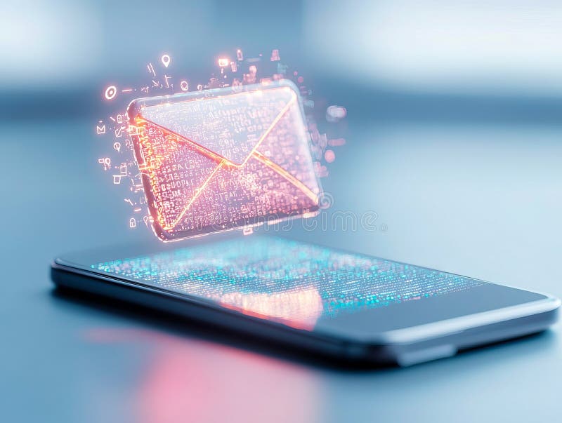 A Smartphone with an Email Coming Out of the Screen Stock Photo - Image ...