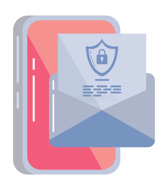 Smartphone with Email Security Stock Vector - Illustration of envelope ...