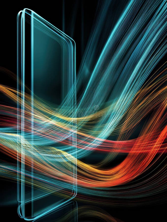 Smartphone Emerging from Vibrant Digital Wave in Abstract 3D Render ...