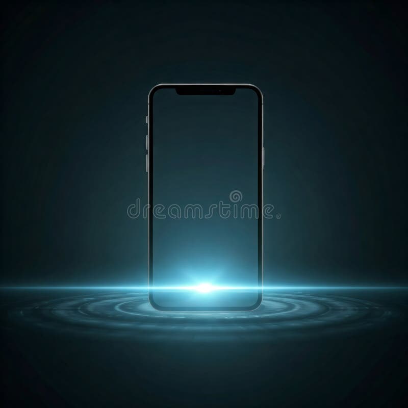 Smartphone Emitting Light on Dark Background with Concentric Ripples ...