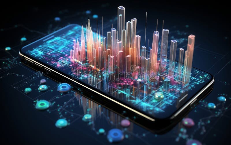 Smartphone Empowering Business, Generative Ai Stock Illustration ...