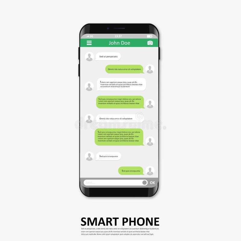 Smartphone with Sms Chat Bubble, Vector Stock Illustration ...