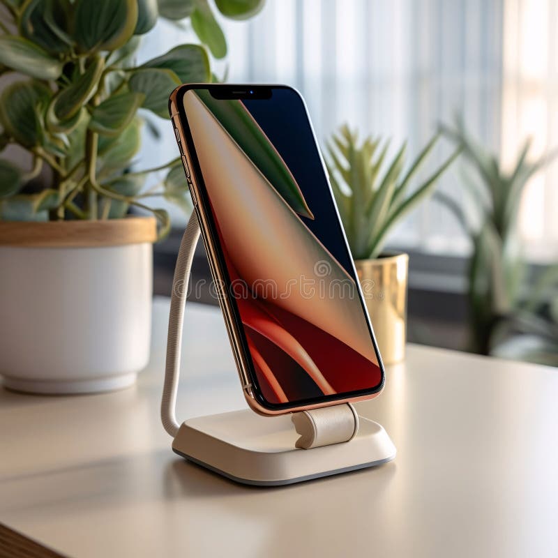 Smartphone with Empty Screen on Table in Office. 3d Render Stock ...