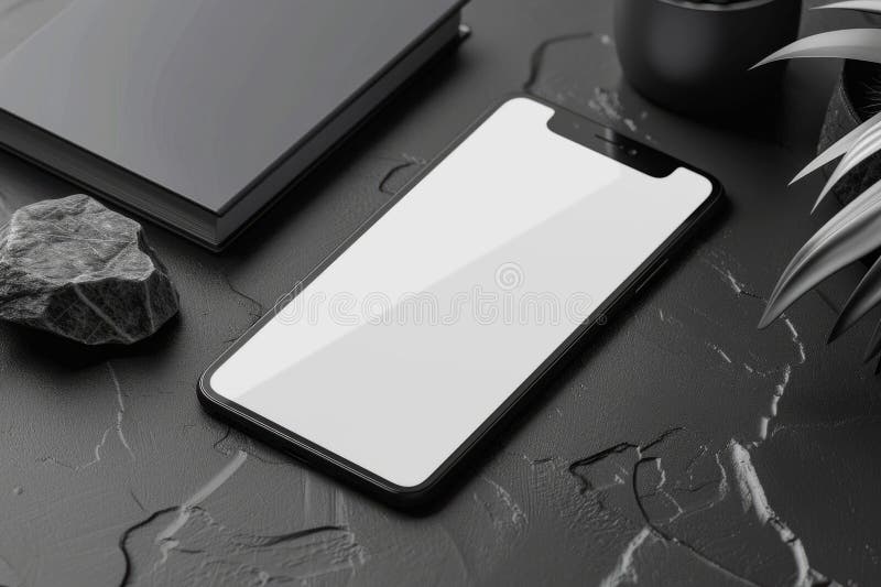 Smartphone with Empty White Screen on Table Stock Image - Image of ...