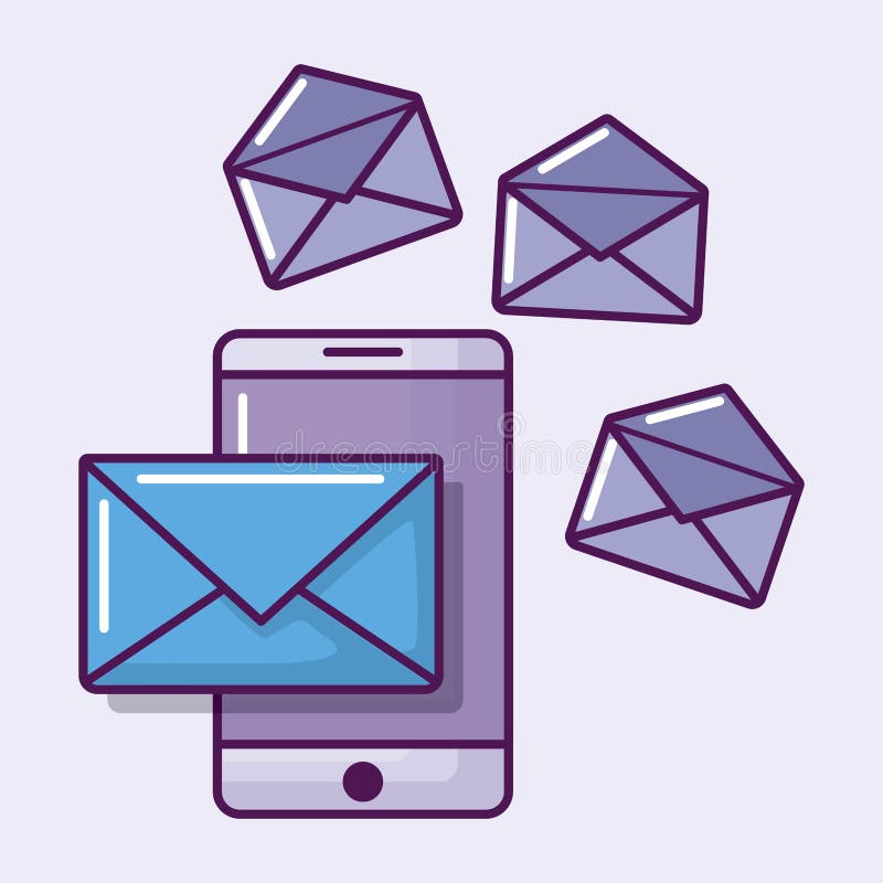 Smartphone with Envelope Mails Stock Vector - Illustration of device ...