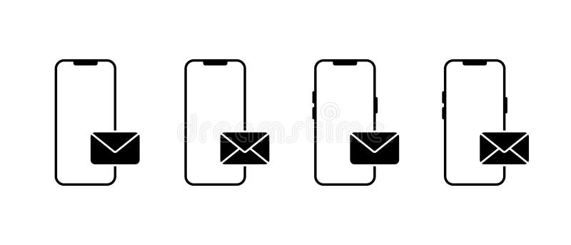 Smartphone with Envelope Message Icon. Email on Mobile Phone Screen ...
