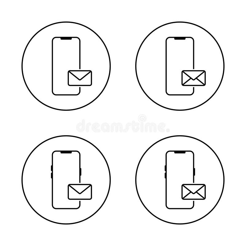Smartphone with Envelope Message Icon Set on Circle Line. Email on ...