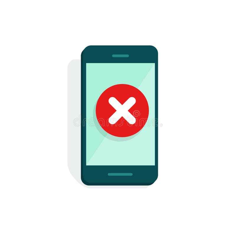 Smartphone with Error Alert Vector Illustration, Flat Mobile Phone and ...