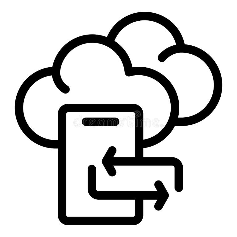 Smartphone Exchanging Data with Cloud Storage System Icon Stock ...