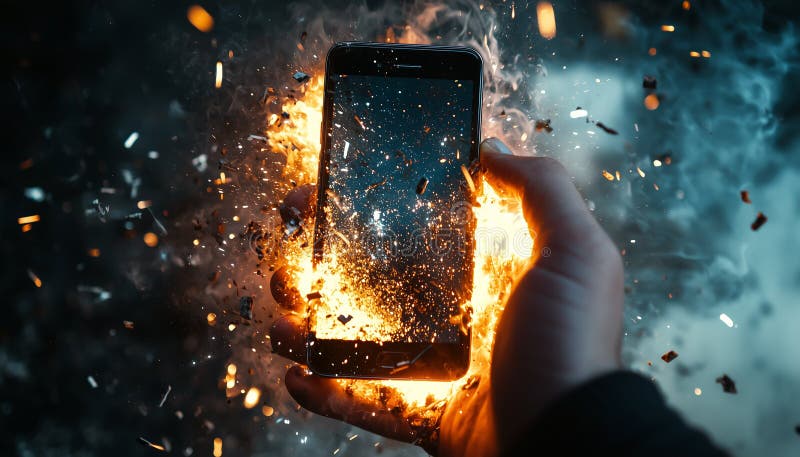 The Smartphone Explodes Right in the Man S Hands, with Pieces of the ...