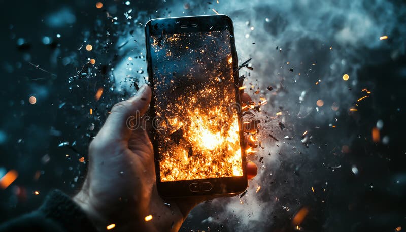 The Smartphone Explodes Right in the Man S Hands, with Pieces of the ...