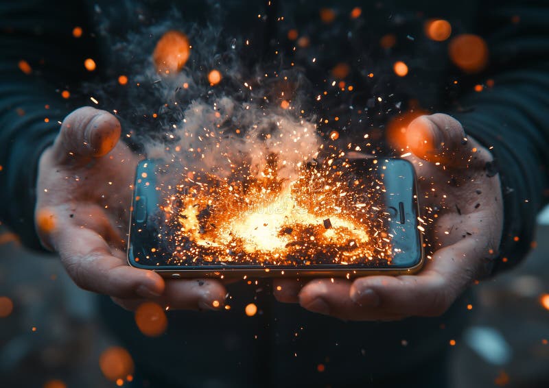 The Smartphone Explodes Right in the Man S Hands, with Pieces of the ...
