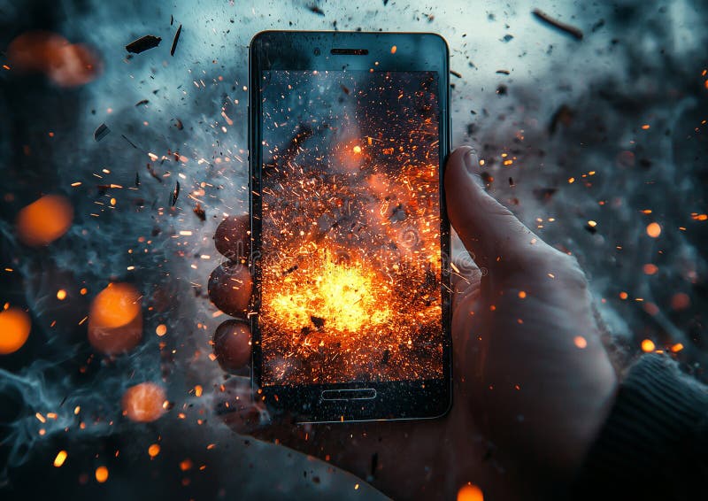 The Smartphone Explodes Right in the Man S Hands, with Pieces of the ...