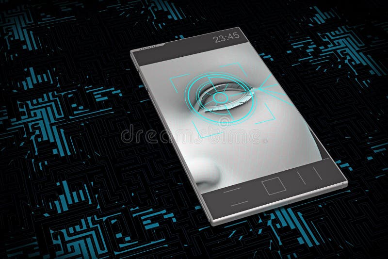Smartphone with Eye Recognition on the Screen Stock Illustration ...