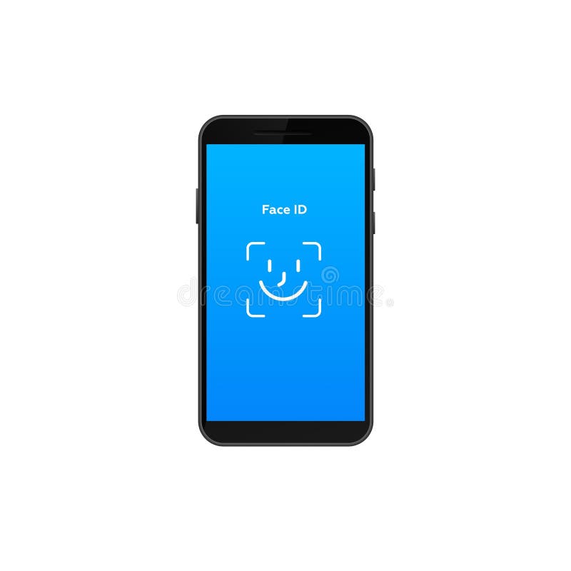 Smartphone with Face Id Feature Displayed on Bright Blue Screen for ...