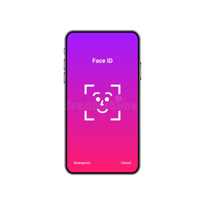 Smartphone Face Lock Screen Template. Mobile Phone Isolated on White ...