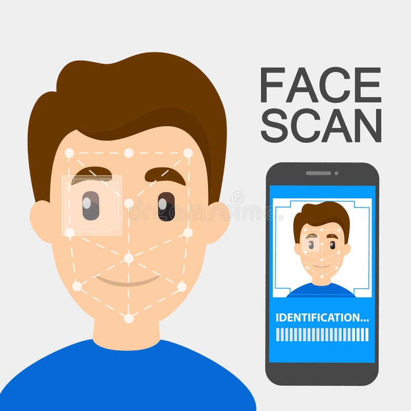 Smartphone with a Face Recognition Scanner Illustration Stock Vector ...