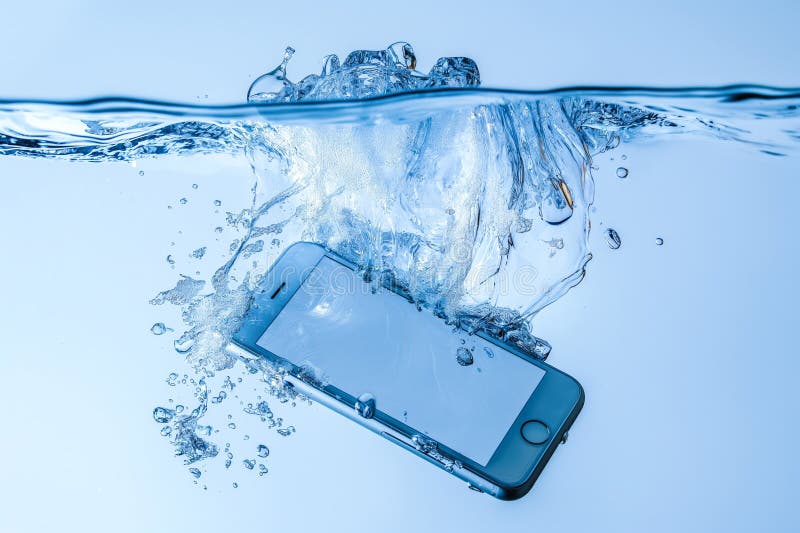 Smartphone Falling in Water. Mobile Phone Sinking into Water, with ...