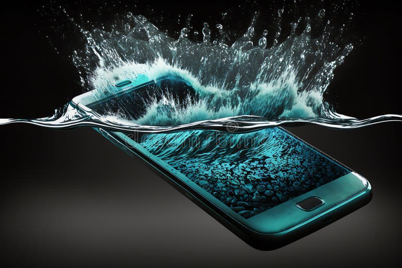 Smartphone that Falls in the Water with Splashes Around it. Mobile ...
