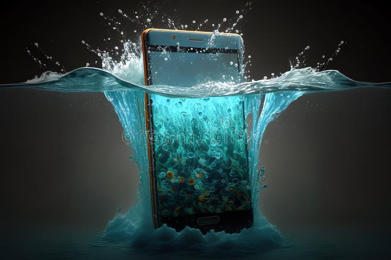 Smartphone that Falls in the Water with Splashes Around it. Mobile ...