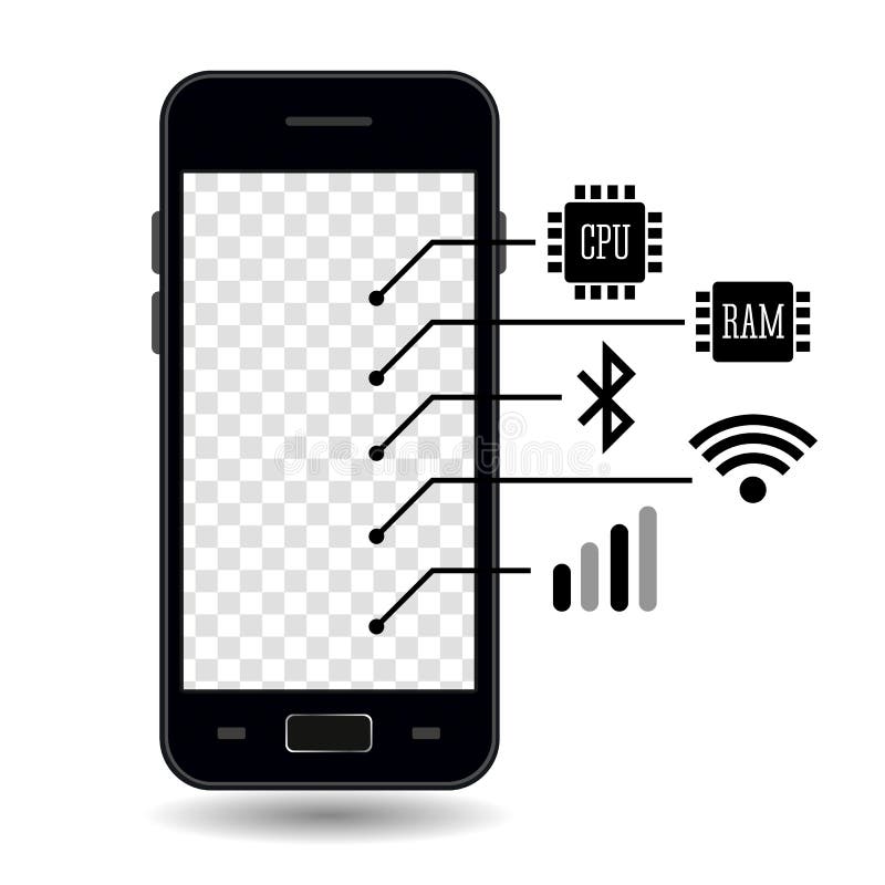 Smartphone Features Line Icons Set Stock Vector - Illustration of ...