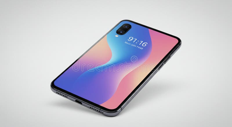 A Smartphone Featuring a Sleek, Modern Design with a Bezel-less Display ...
