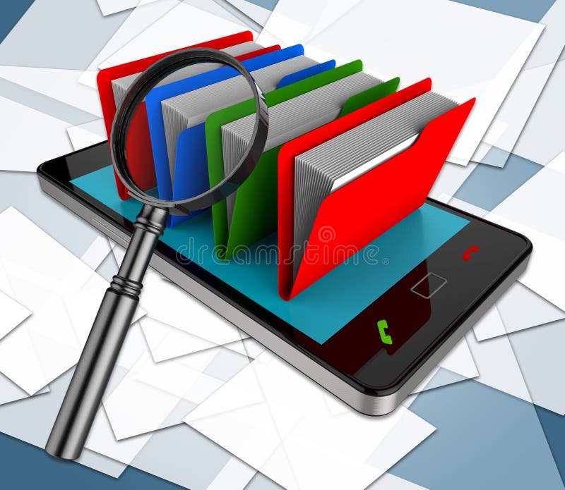 Smartphone Files Means Fact Business and Information Stock Illustration ...