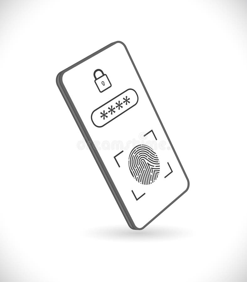 Smartphone Fingerprint Icon Stock Vector - Illustration of biometric ...