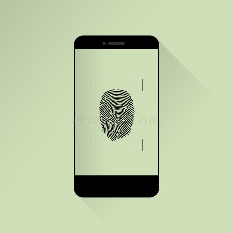 Smartphone with Fingerprint Scanner Icon Isolated, Minimal Design ...