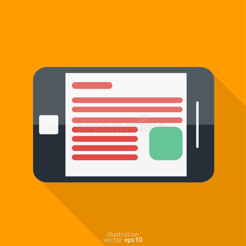 Smartphone Flat Design. New Message Text. Stock Vector - Illustration ...