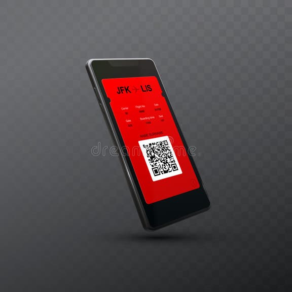 Smartphone with Flight Boarding Pass Land QR Code Stock Vector ...
