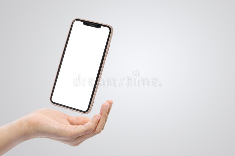 Smartphone Floating Above Hand Stock Image - Image of horizontal, hold ...