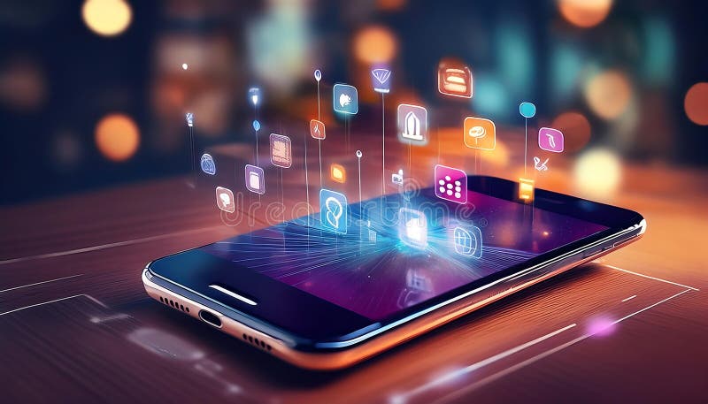 Smartphone with Floating Digital Icons, Highlighting Modern Technology ...