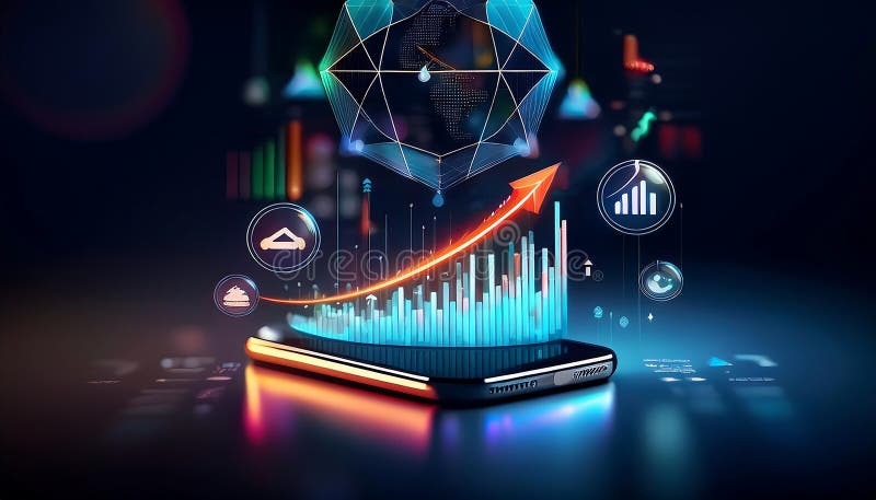 Smartphone with Floating Digital Icons, Showcasing Data and Technology ...