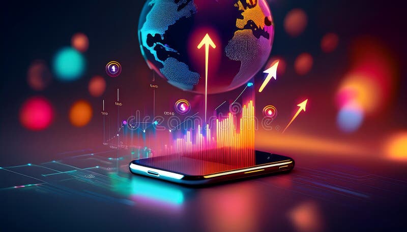 Smartphone with Floating Digital Icons, Showcasing Data and Technology ...