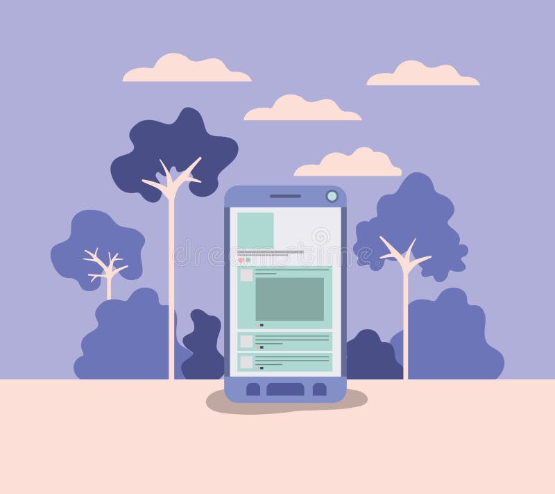 Smartphone with Forest Landscape Stock Vector - Illustration of gadget ...