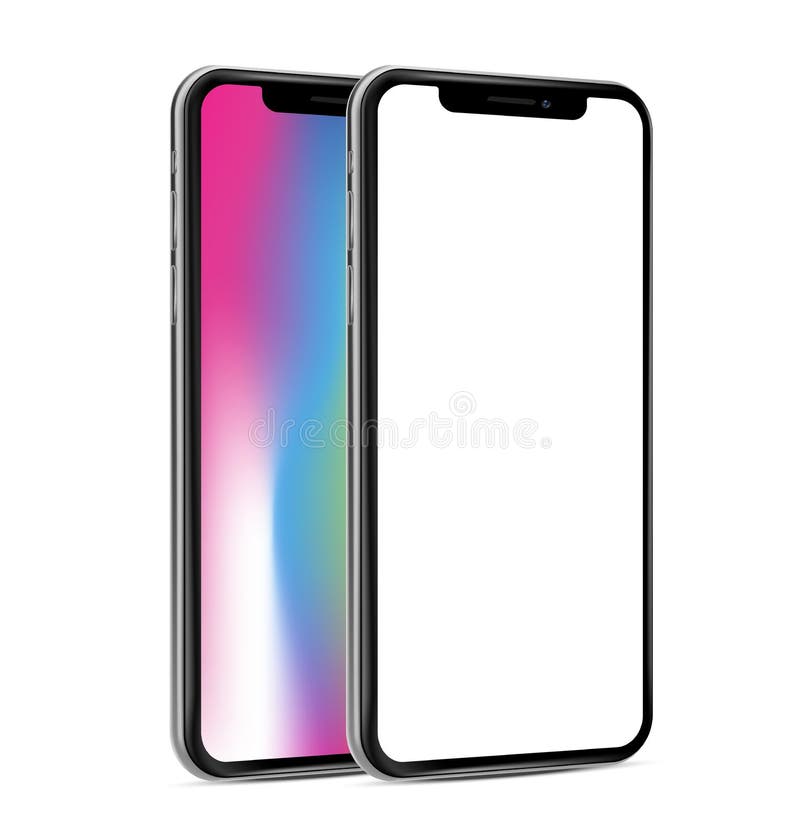 Smartphone Frameless Side by Side Blank Screen Perspective View Stock ...