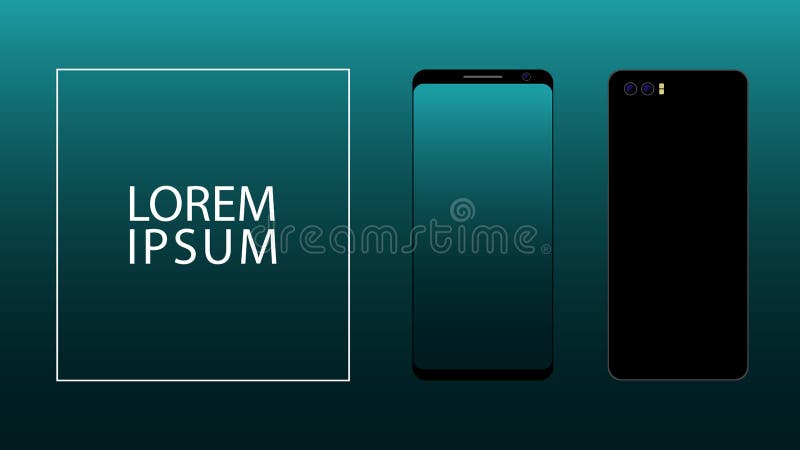 Smartphone Front and Back on Left Side of Frame. Mock Up Design of Both ...