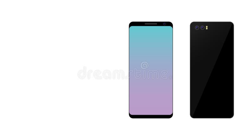 Smartphone Front and Back on Right Side of Frame. Mock Up Design of ...