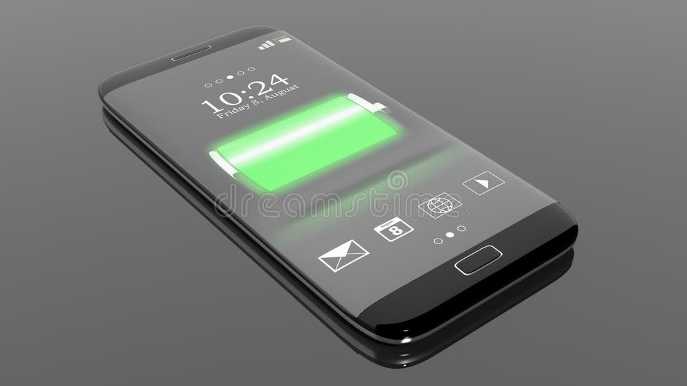 Smartphone with Full Battery Indicator on Screen Stock Illustration ...