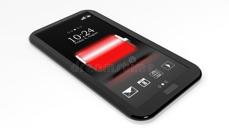 Smartphone with Full Battery Stock Illustration - Illustration of ...
