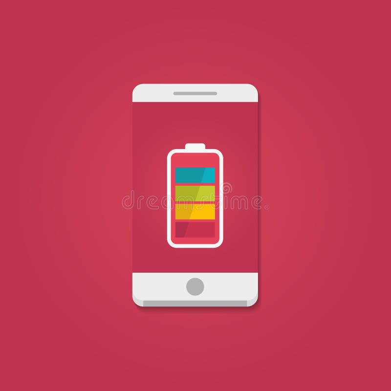 Smartphone with Full Battery on the Screen. Stock Vector - Illustration ...
